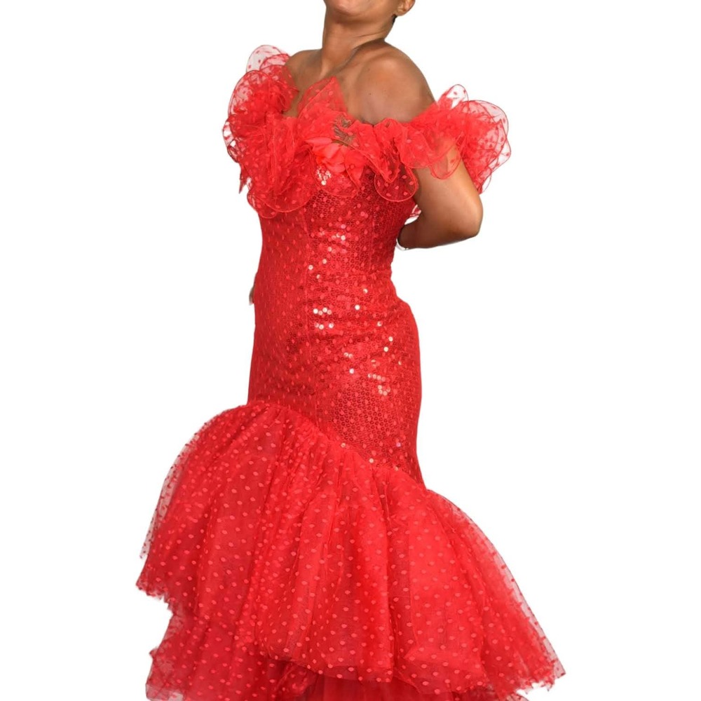 Vintage Sequin Prom Dress Red Mermaid Loralie Off The… Gem